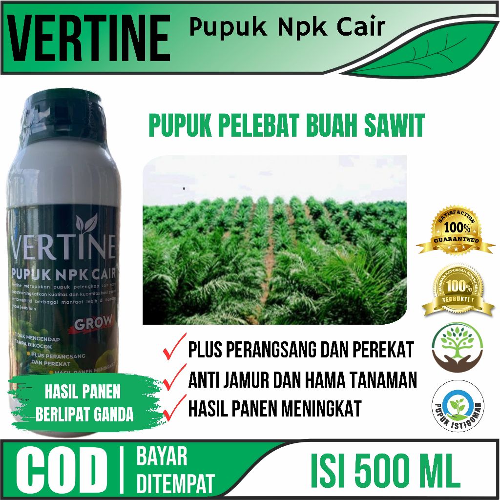 Jual Pupuk Pertumbuhan Kelapa Sawit - Vertine Grow isi 500 Ml - Pupuk Pelebat dan Percepat ...