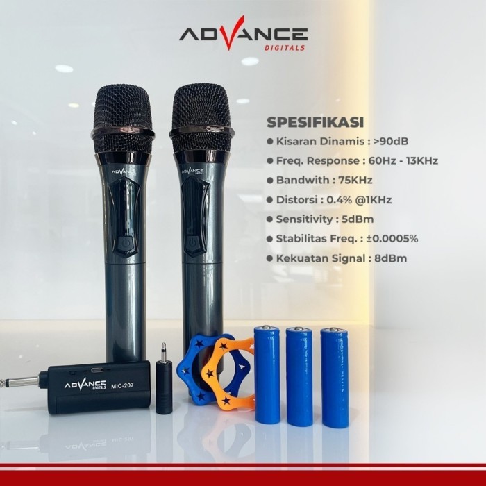 Jual Advance MIC 207 Double Digital Mic Wireless Microphone Metalic ...