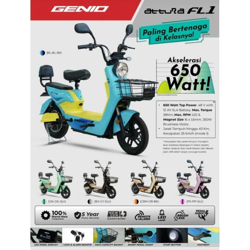 Jual SEPEDA LISTRIK GENIO ATTURA FL1 | Shopee Indonesia