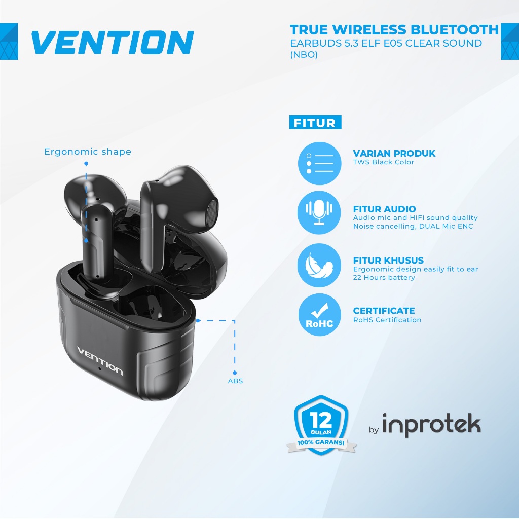 Jual Vention Headset Wireless TWS Headphone True Wireless Stereo ...