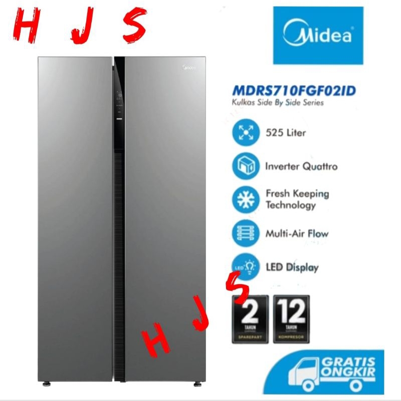 Jual KULKAS MIDEA SIDE BY SIDE 2 PINTU MDRS710FGF02ID INVERTER 525L ...