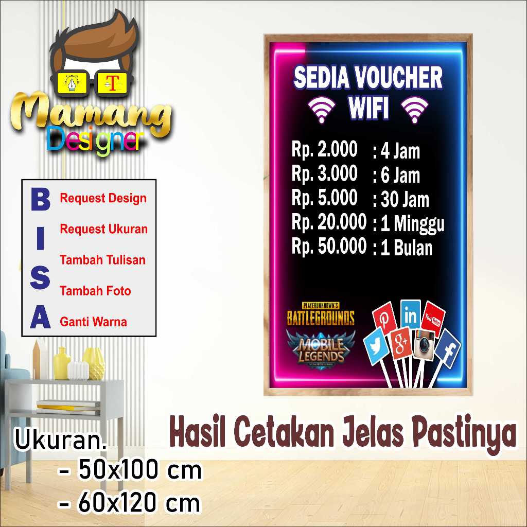 Jual Spanduk Banner Custom List Harga Voucher WIFI Keren bb | Shopee ...