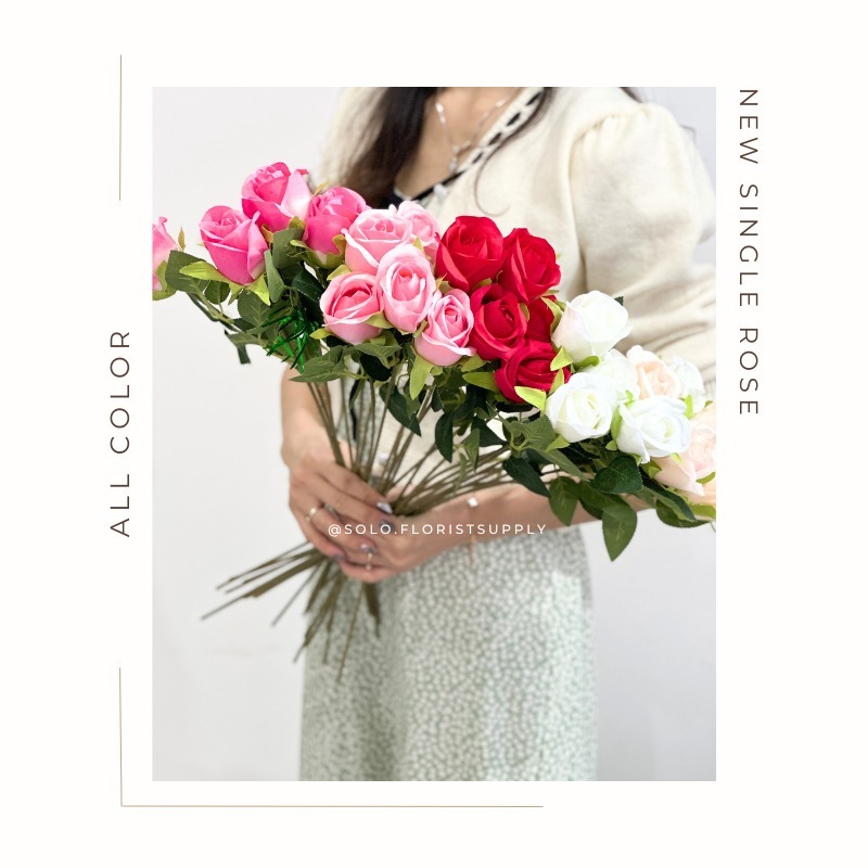 Jual NEW SINGLE ROSE SILK Bunga Mawar Rose Paris Kombinasi (satuan) Bunga Artificial / Bunga ...