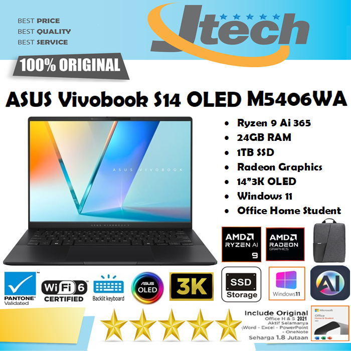 Jual ASUS Vivobook S 14 OLED M5406WA - Ryzen AI 9 365 - 24GB - 1TB SSD ...
