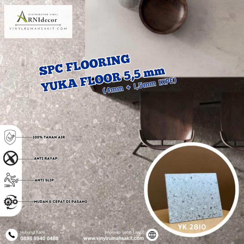 Jual SPC Flooring YUKA 5.5mm - YK2810 Grey Stone | System Click Tanpa ...