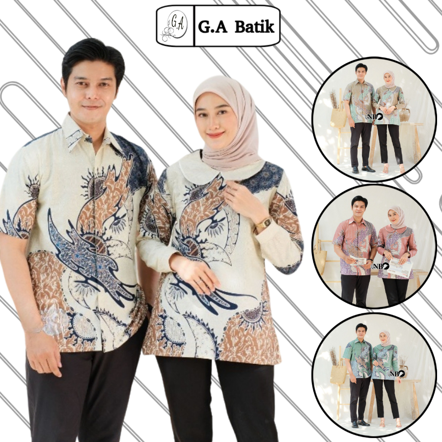 Jual Batik Couple Atasan Blouse Wanita Kemeja Pria G.A Batik Motif ...