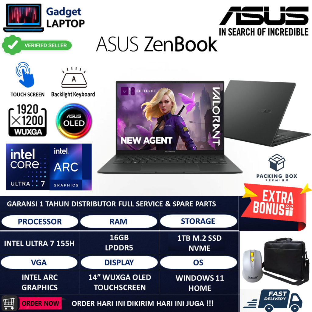 Jual Laptop Asus Zenbook 14 Q425MA Intel Ultra 7 155H 16GB DDR5 1TB ...