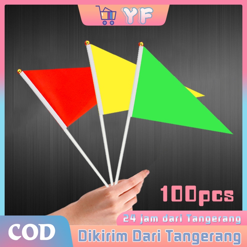 Jual 100Pcs Bendera Tangan Kain Segitiga 14x21cm Bendera Pawai Tersedia ...