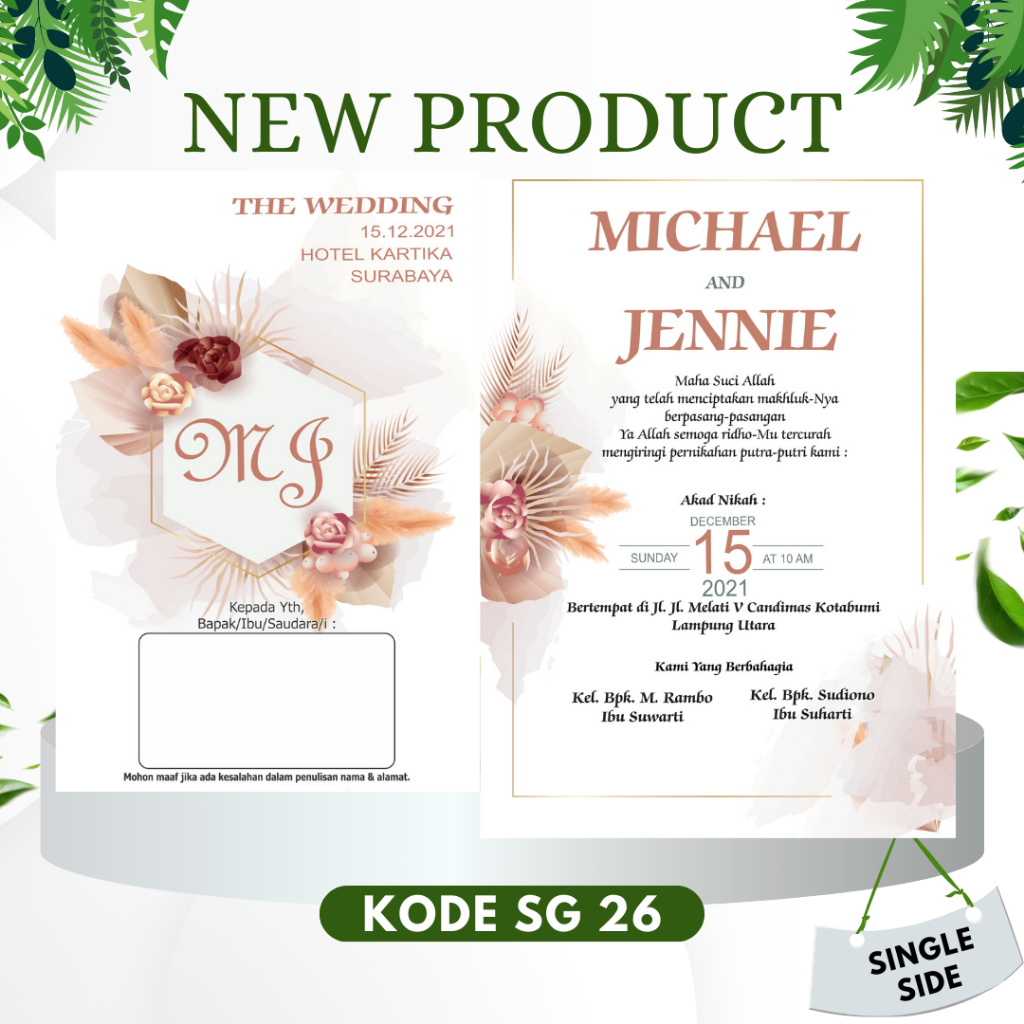Jual UNDANGAN PERNIKAHAN (SG26-elegant-engagement-invitation-template) | Shopee Indonesia