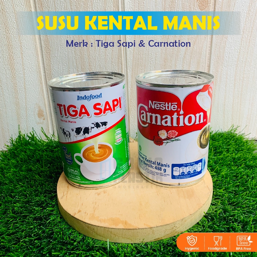 Jual Susu Kental Manis Carnation 488g | Tiga Sapi 490g | Susu Kaleng ...