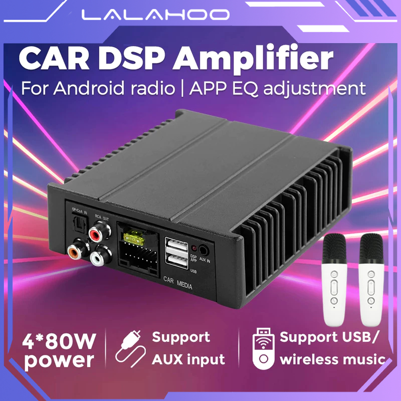 Jual DSP Amplifier Car Radio 4*80W Mini DSP Amplifier Plug & Play Receiver Android With Mikrofon ...