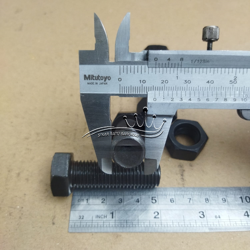 Jual BAUT MUR BAJA M16X50 FULL DRAT PANJANG 5CM KUNCI 24 5 CM BAUD HTB GRADE 8.8 HITAM M16 X 50 ...