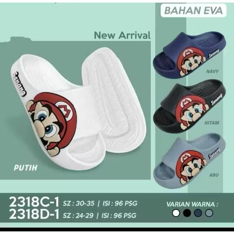 Jual Sandal selop anak laki-laki karakter mario terbaru anti slip tebal ...
