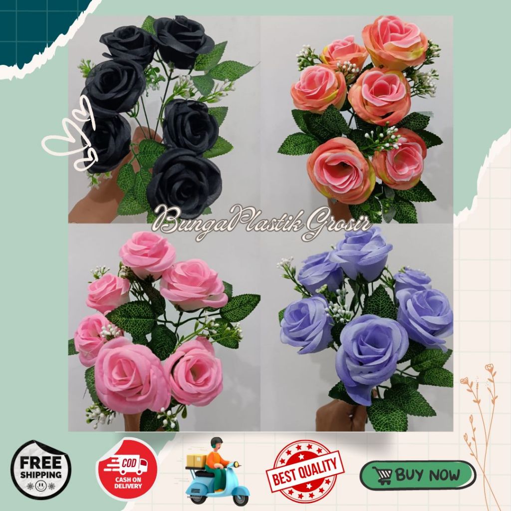 Jual Bunga Mawar Kuncup Tropis Cabang 6 / Ecer KT6 | Shopee Indonesia