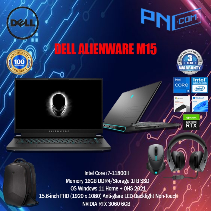 Jual Dell Alienware M15 i7-11800H 16GB 1TB SSD WIN11HSL + OHS 2021 RTX ...