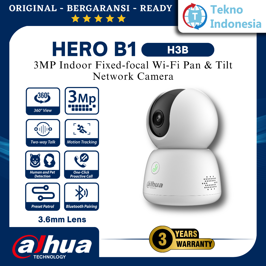 Jual Dahua CCTV Wifi Hero B1 3MP H3B Indoor Wifi Pan & Tilt IP Camera ...