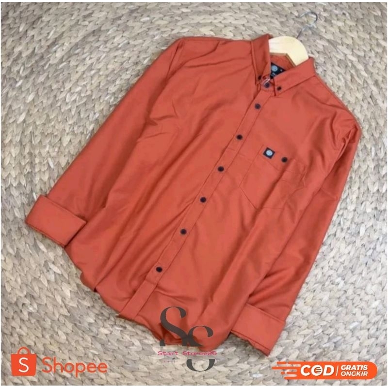 Jual KEMEJA FORMAL POLOS LENGAN PANJANG WARNA TERBARU TERACOTA MERAH ...