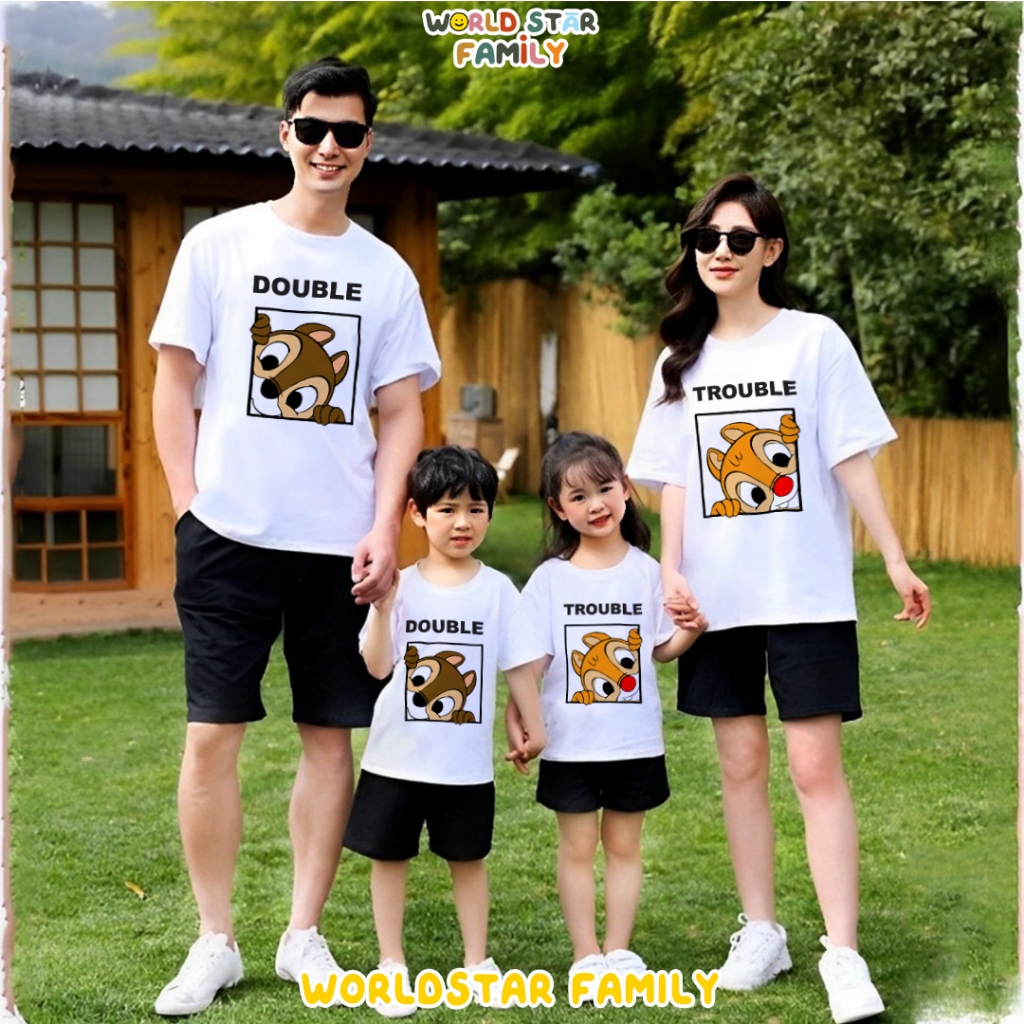Jual WSF Kaos Couple Keluarga TROUBLE DOUBLE Kaos Couple Keluarga Lucu ...