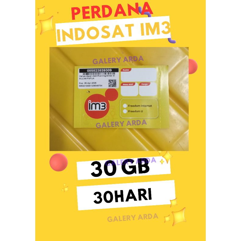 Jual KARTU PERDANA INDOSAT IM3 ISI DATA 30GB || 30 HARI | Shopee Indonesia