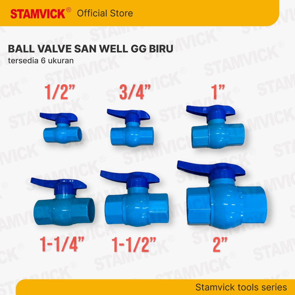 Jual Ball Valve / Stop Kran Pvc Sanwell Gg Biru Ada Pilihan Ukuran ( 1/2" - 3/4" - 1"- 11/4"-11/ ...