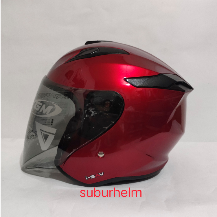 Jual HELM GM KING FIGHTER SOLID ROYAL RED HALF FACE ORIGINAL GM ...