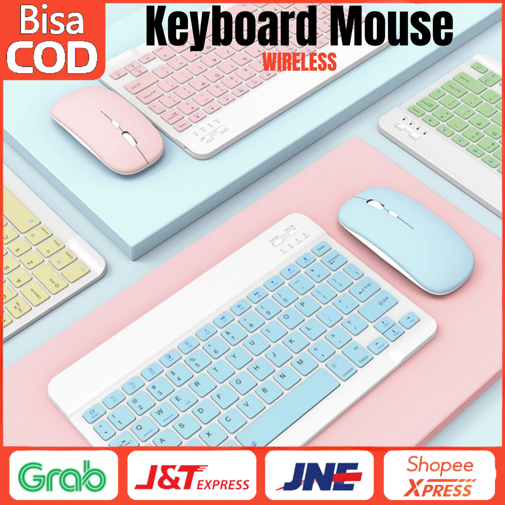 Jual Keyboard Mouse Set Wireless Bluetooth 10 inch Lightweight Portable ...
