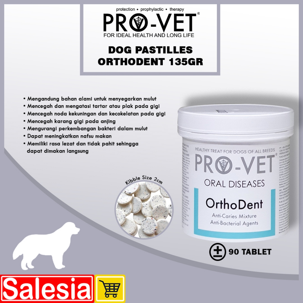 Jual VITAMIN ANJING PROVET DOG PASTILLES ORTHODENT 135 GR SUPLEMEN ...