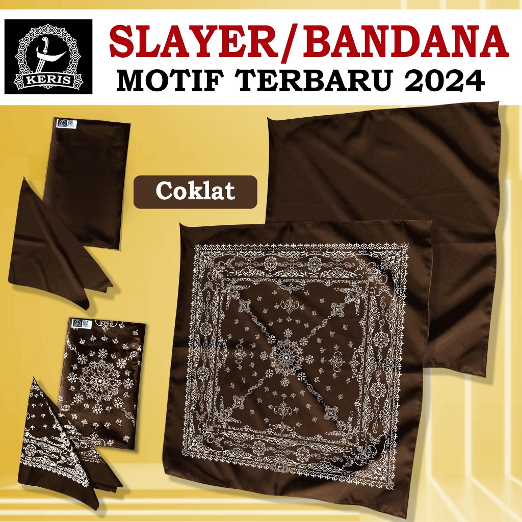 Jual Slayer/Bandana Kain" WARNA COKELAT POLOS/MOTIF Desain Terbaru ...