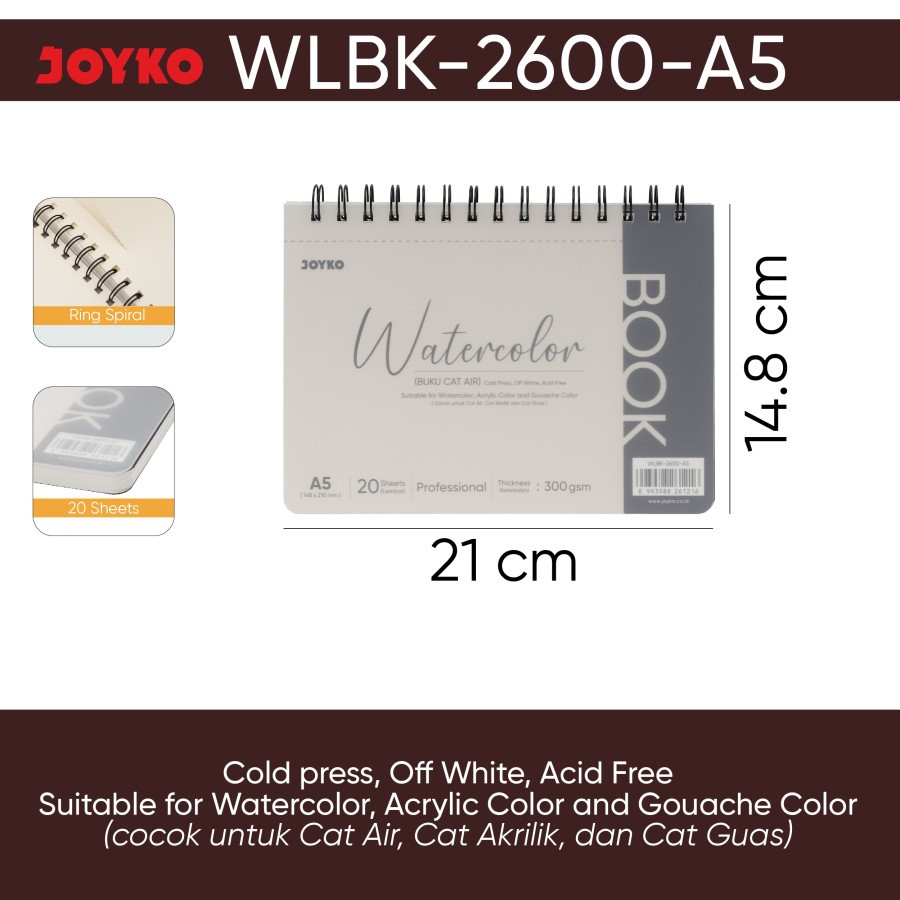 Jual Watercolor Book Joyko A5 WLBK-2600-A5 300 gsm 20 Sheets ( Buku Cat Air ) | Shopee Indonesia