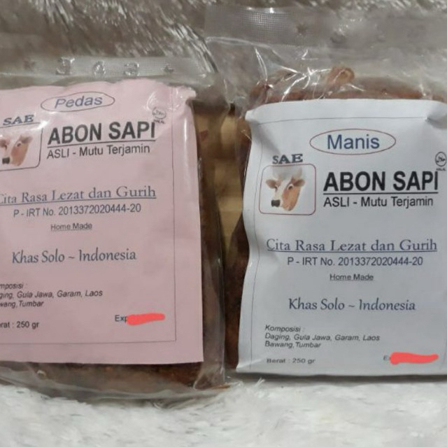 Jual Abon Sapi Pedas / Manis Merk SAE Kemasan 250gr Oleh Oleh Solo ...