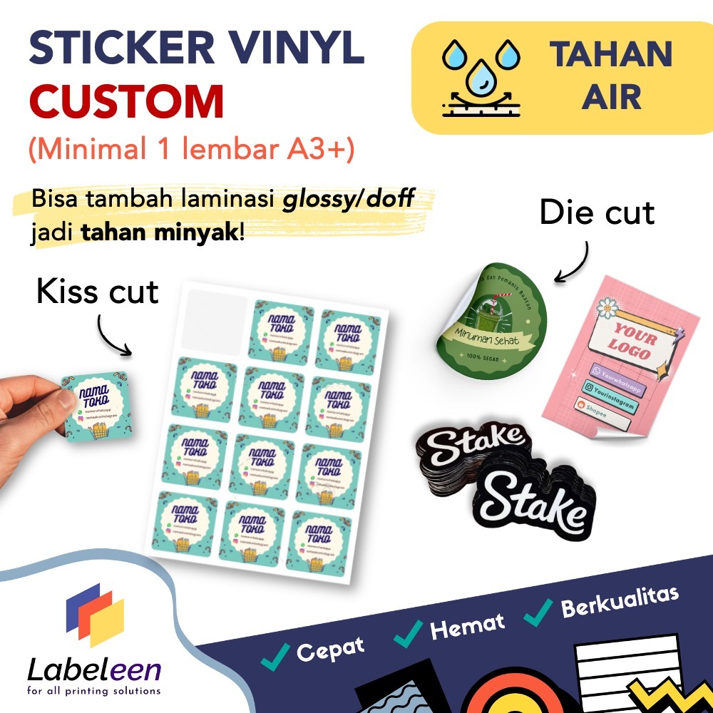 Jual Cetak Stiker Vinyl A3+ Custom | Print Sticker Tahan Air Kiss Cut ...