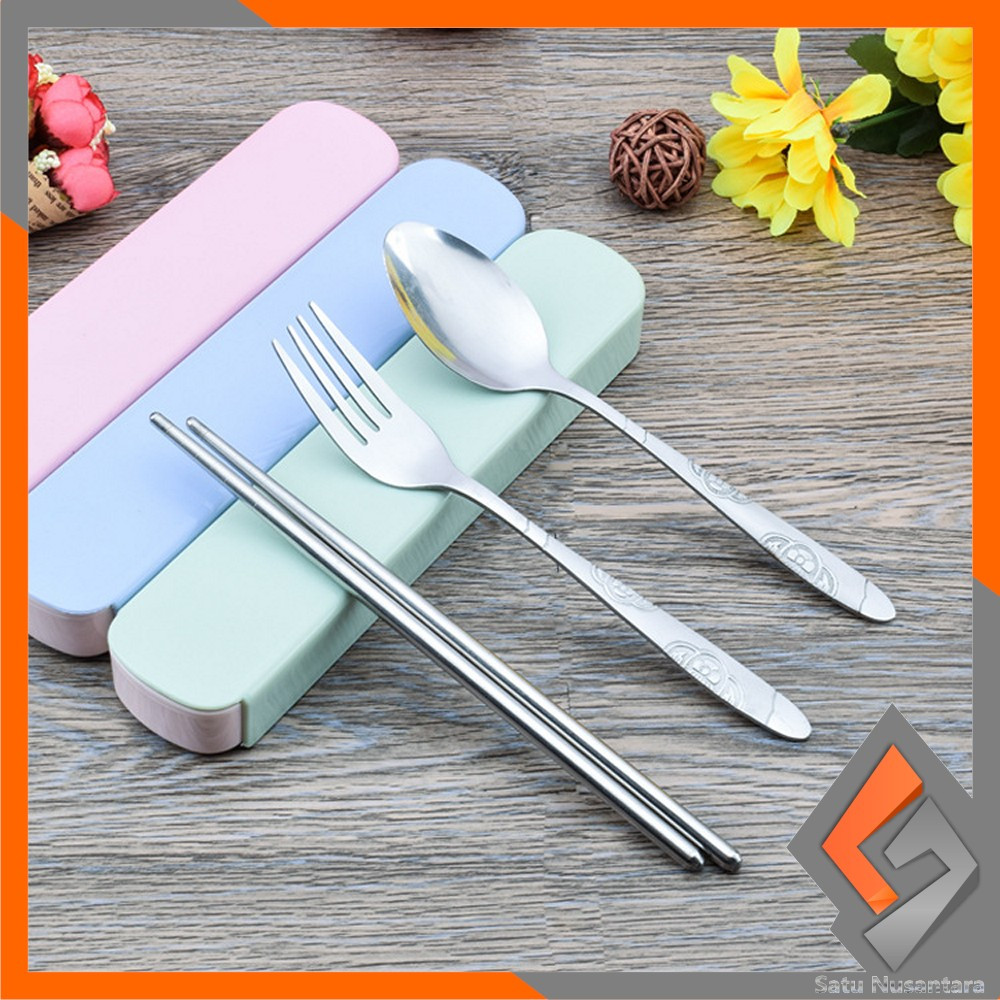 Jual SN-C495 Sendok Set 3IN1 Stainless Steel / Alat Makan Sendok Garpu ...