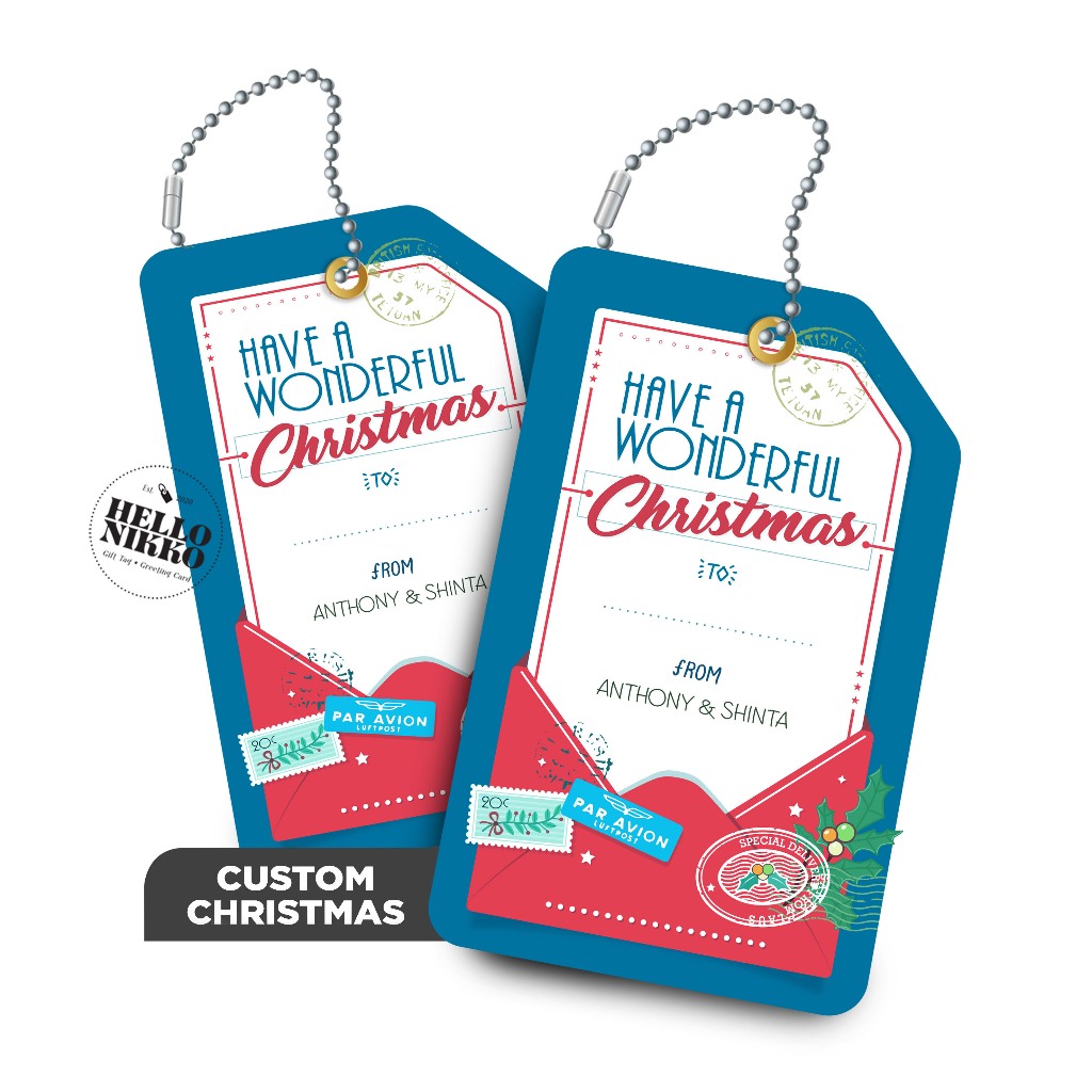 Jual Gift Tag letter stamp name - natal custom christmas hampers box ...