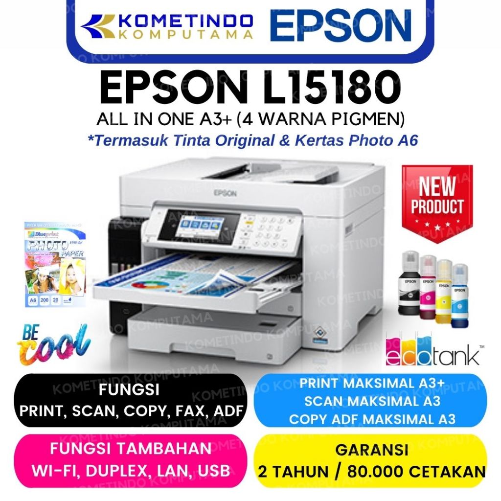Jual L15180 TKDN Epson EcoTank A3 Wi-Fi Duplex All-in-One Ink Tank ...