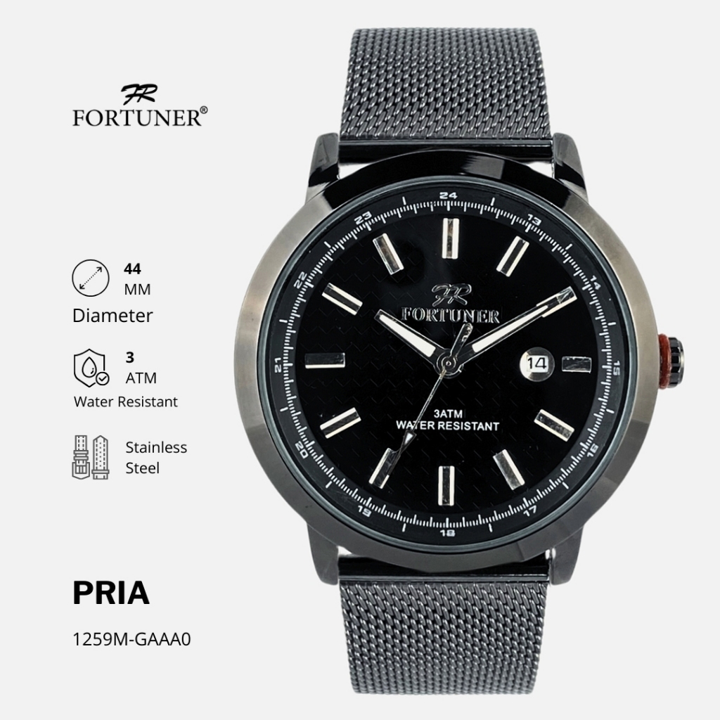 Jual Fortuner Jam Tangan Pria Analog Formal Quartz Tahan Air Rantai ...