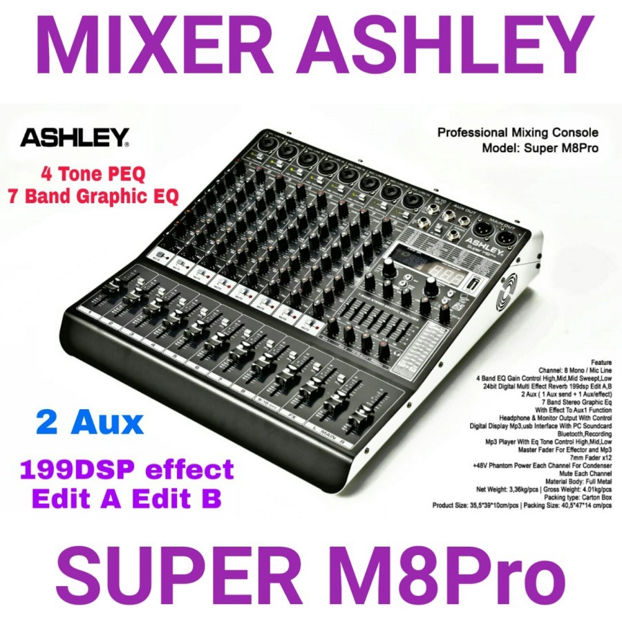 Jual Ashley Mixer Audio Super M8 PRO Original Produk Ashley | Shopee ...