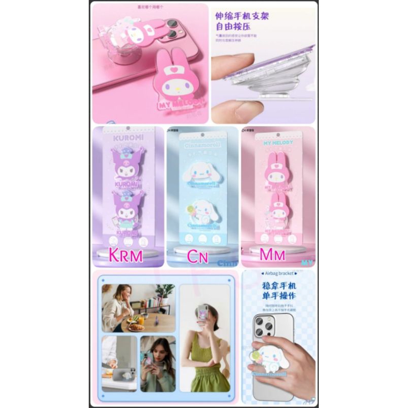Jual Pop socket / airbag bracket kuromi melody cinnamoroll ori isi 2 ...