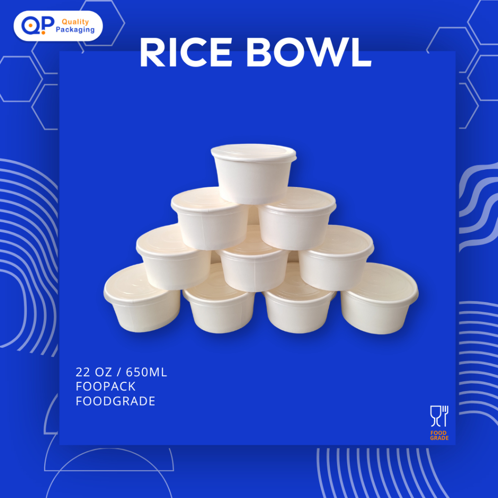 Jual Paper Bowl Polos 650ml / 22 oz + Lid Tutup Foopack Foodgrade ...
