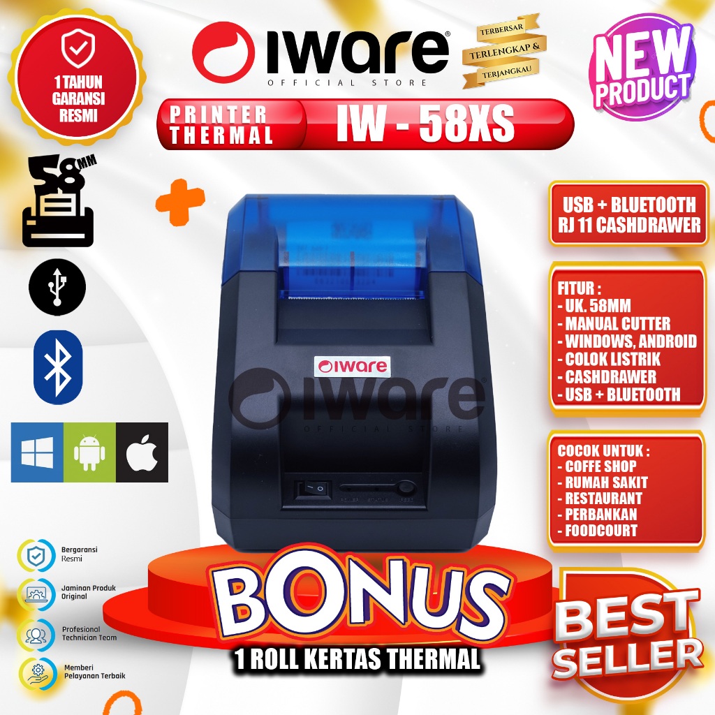 Jual Iware Printer Thermal Kasir Usb Bluetooth RPP02N PPOB C-58XS | ZJ-58BT | PI-58BT RJ 11 ...