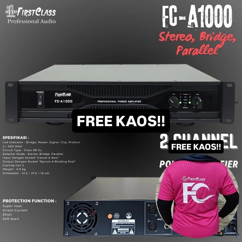 Jual Power Amplifier Firstclass A1000 | Power Ampli Fc1000 (FREE kaos ...