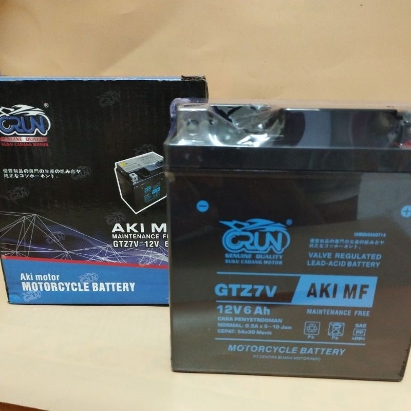 Jual CRUN AKI KERING MF GTZ-7V (12VOL/6AH) /CBR 150 /CBR 250 /NMAX ...