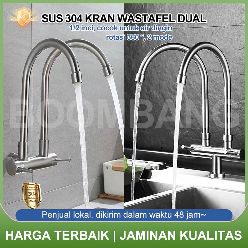 Jual Kran Sink Double Rotasi 360°/Kran Wastafel Double Cabang/Kran Cuci ...