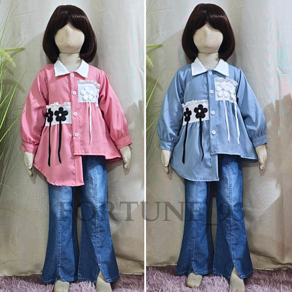 Jual Stelan jins anak perempuan import korean style celana jins cutbray ...