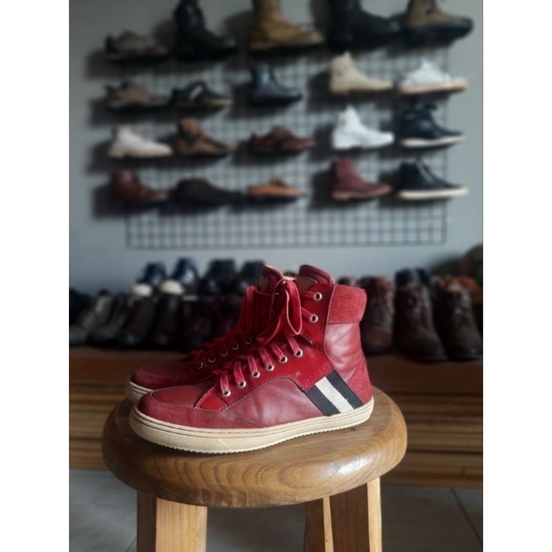 Jual Sepatu Bally switzerland oldani red leather high top sneakers size ...