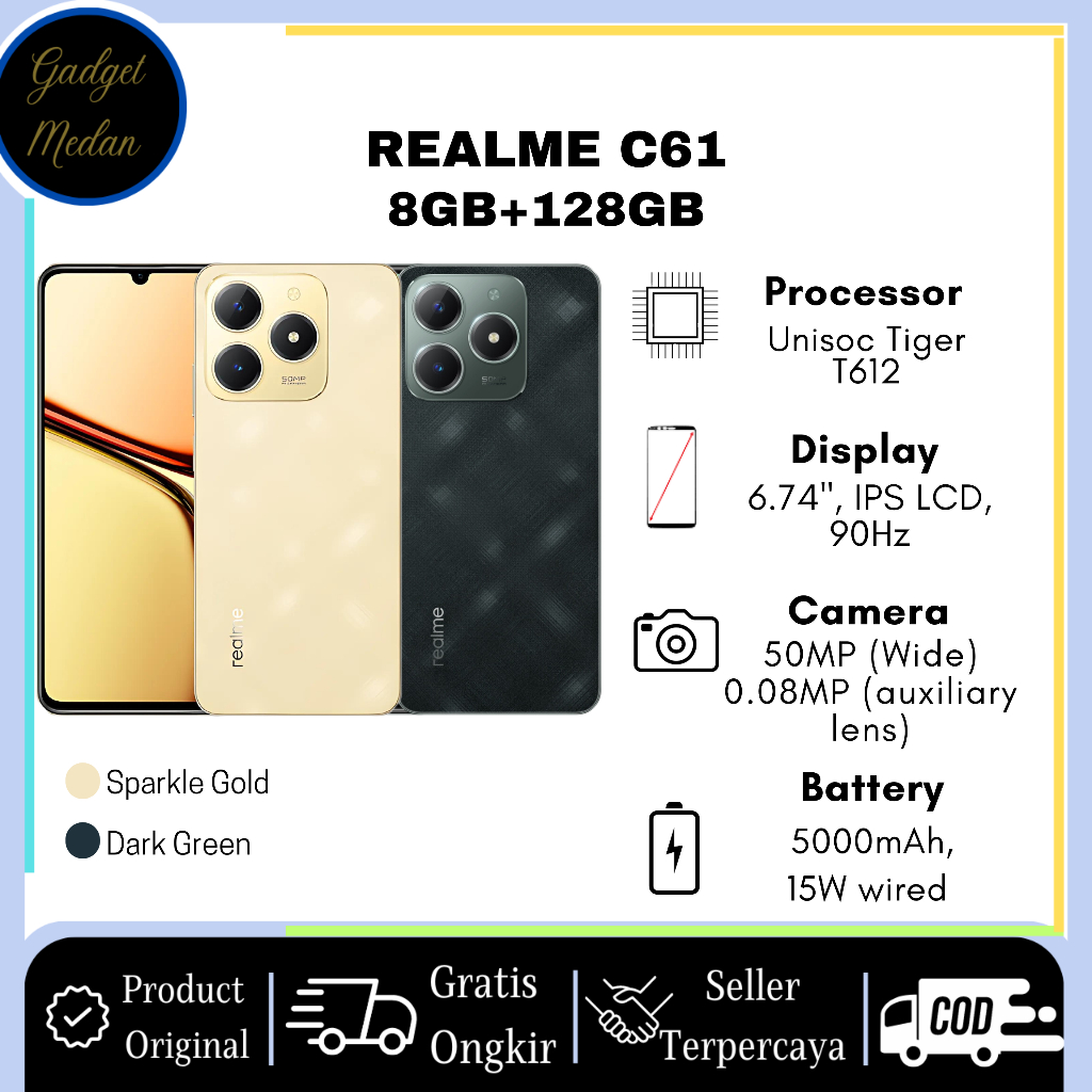Jual REALME C61 RAM 8GB/128GB GARANSI RESMI -Gadget Medan | Shopee Indonesia