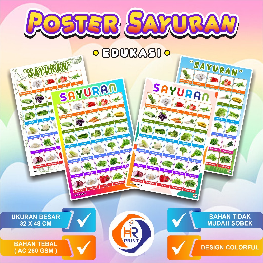 Jual Poster Sayuran Vegetables - Poster Edukasi Anak - Poster ...