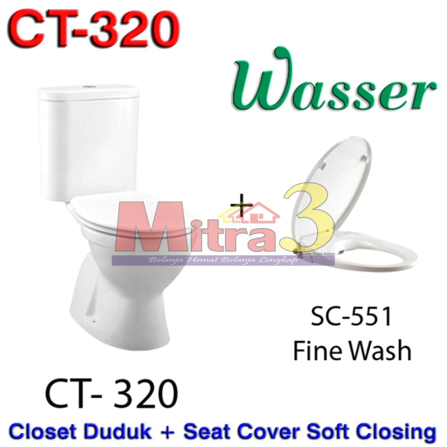 Jual Closet Duduk WASSER CT-320 Vertical Outlet S-Trap 500mm / Kloset CT320 | Shopee Indonesia