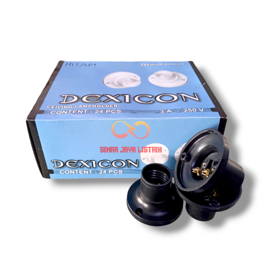 Jual DEXICON Fitting Plafon Bulat Hitam Fiting Tempel Murah E27 | Shopee Indonesia