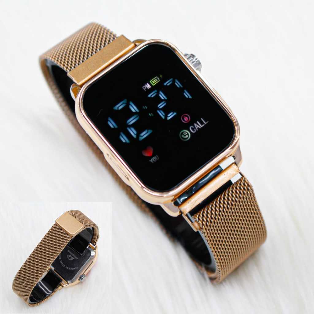 Jual Jam Tangan Wanita LED Watch Digital Tali Rantai Pasir Magnet Layar ...