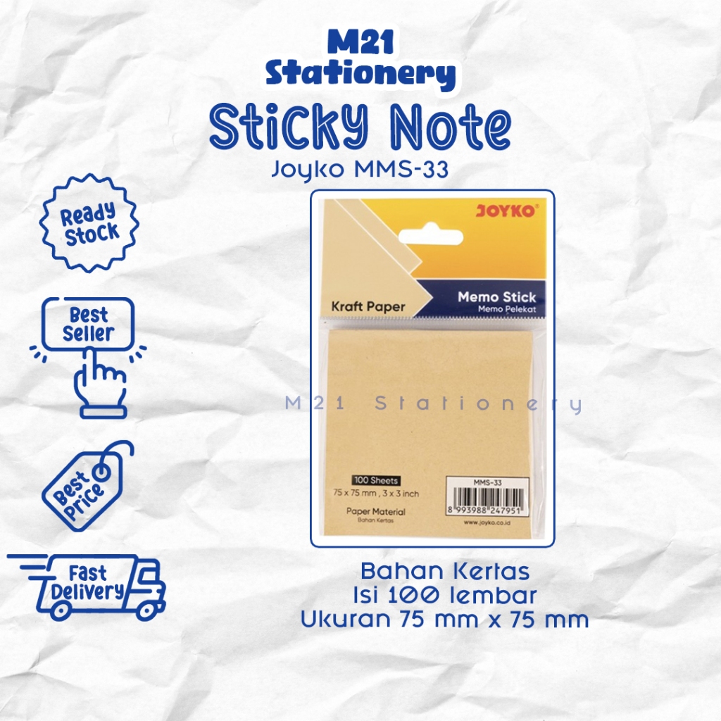 Jual STICKY NOTE JOYKO MMS-33 / 100 LEMBAR MEMO TEMPEL STICK NOTES ...